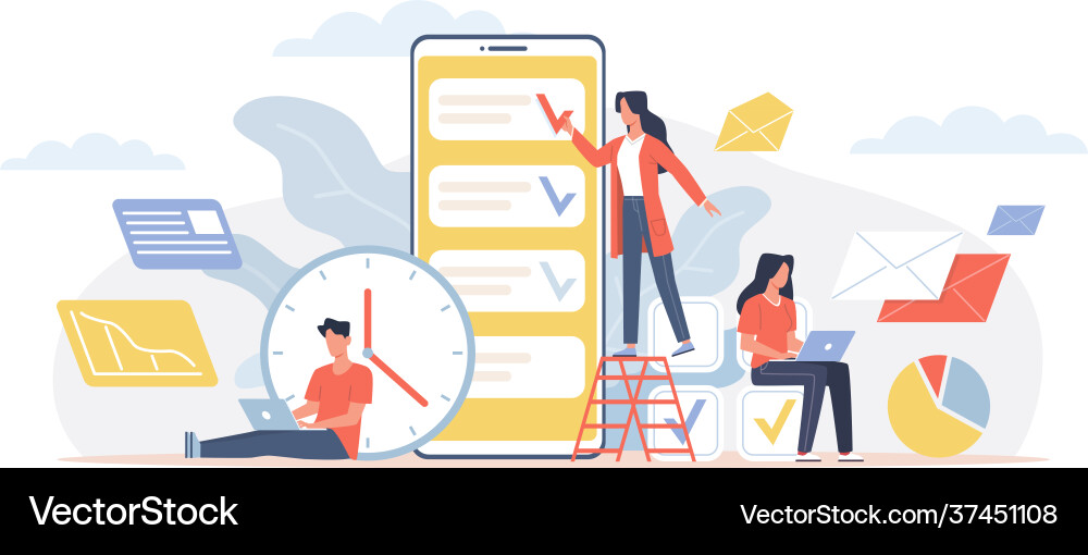 Time management office teamwork around big Vector Image