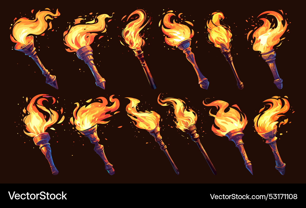 Torch fire lighting flame blazing bright burning Vector Image