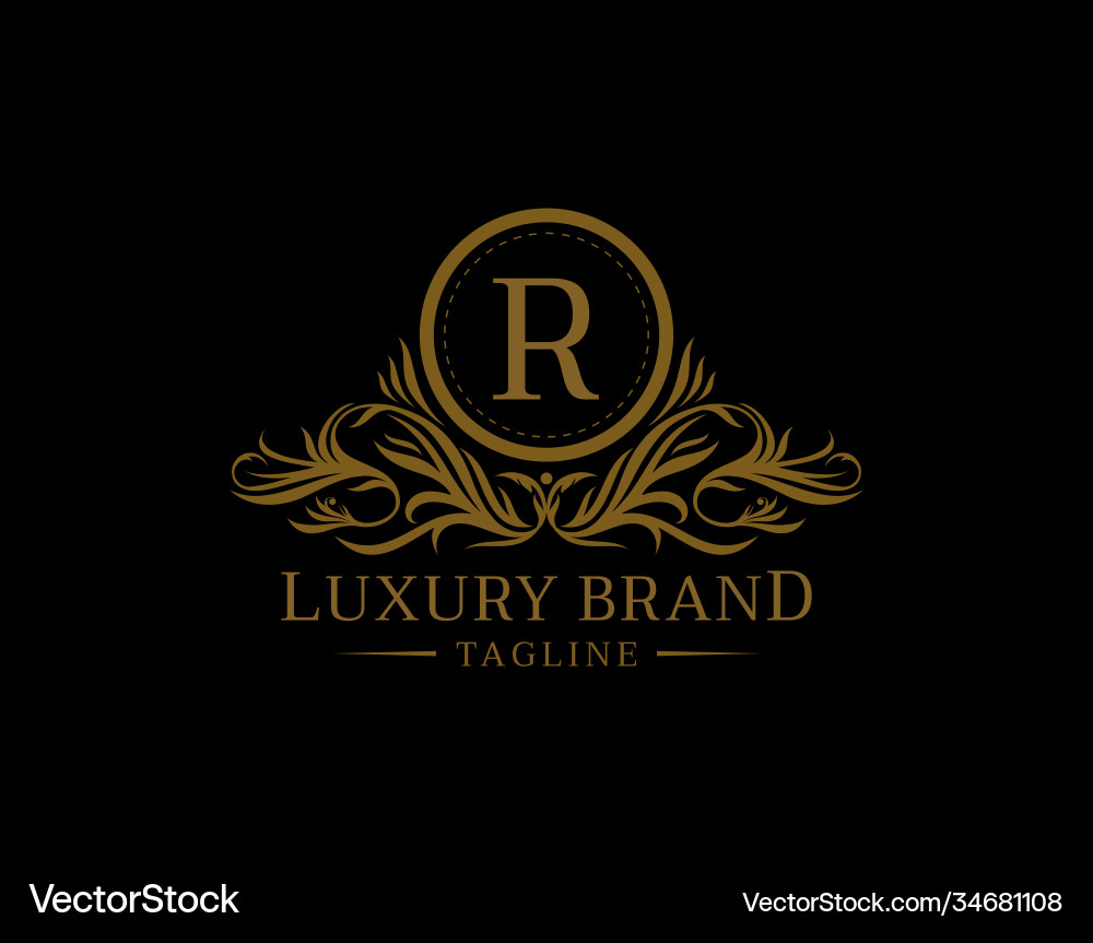 Vintage monogram r letter logo template Royalty Free Vector