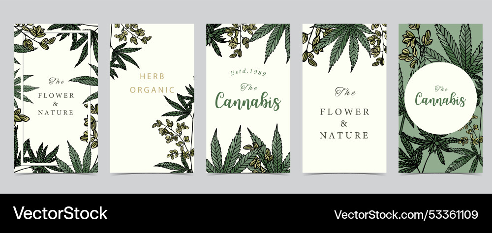 Collection of cannabis background set Royalty Free Vector