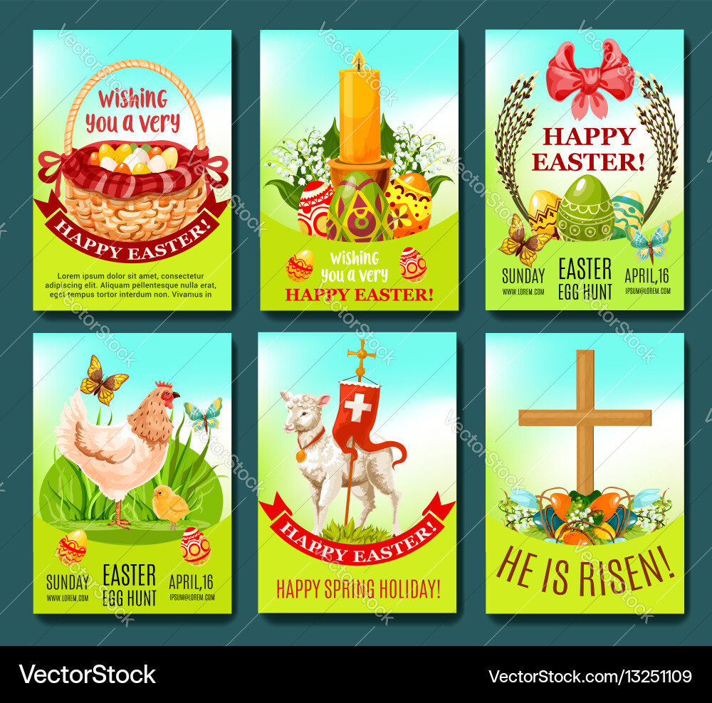 Easter Spring Holiday Poster Set Royalty Free Vector Image