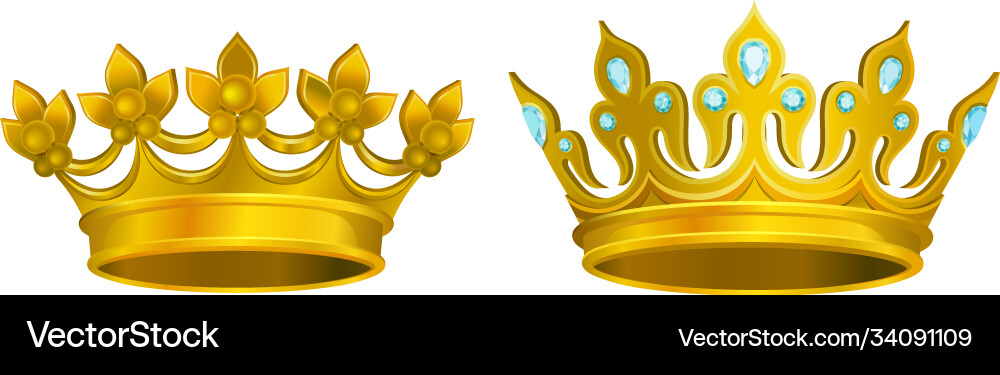 Golden gem-incrusted crowns as monarch head Vector Image