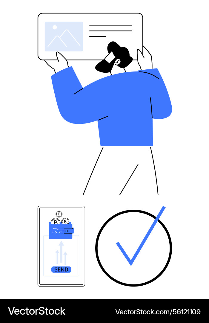 Person managing document update with approval Vector Image