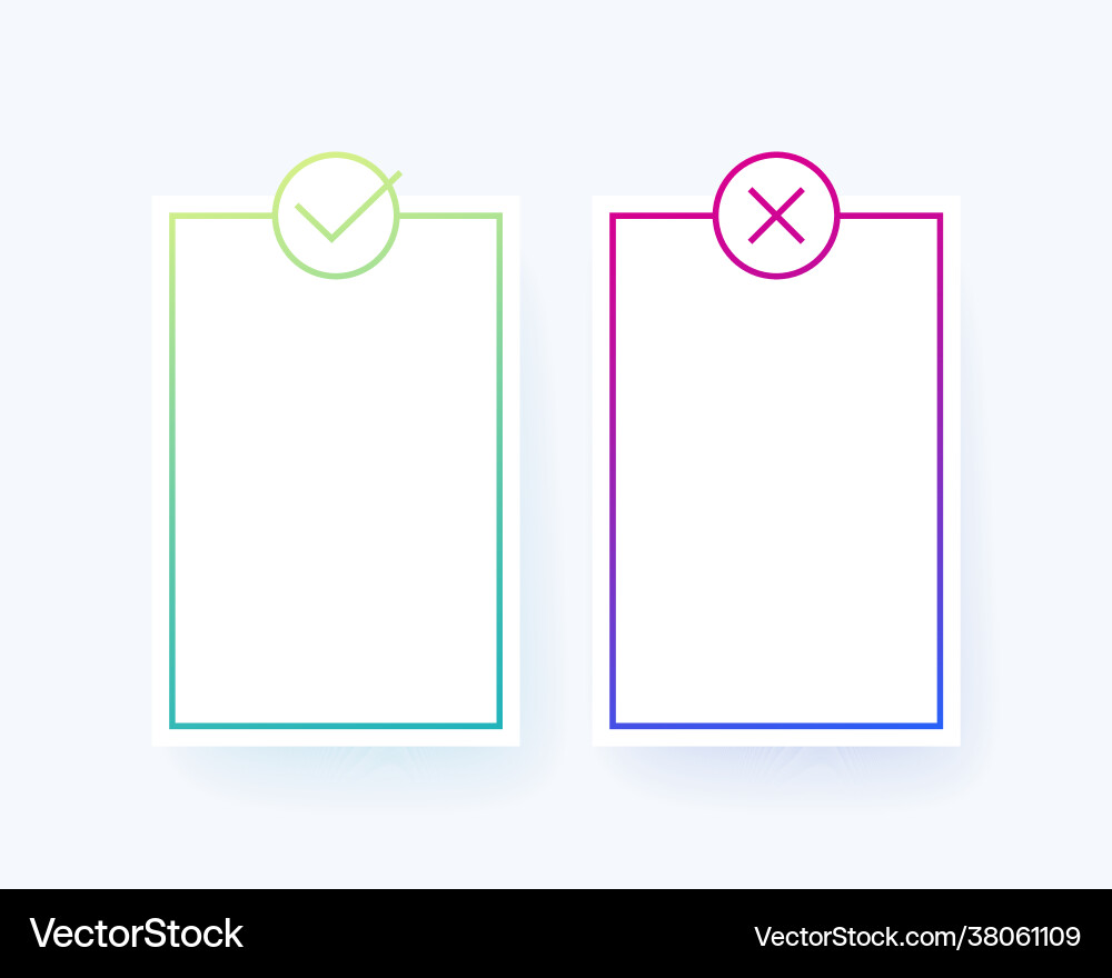 Positive and negative pros cons list Royalty Free Vector