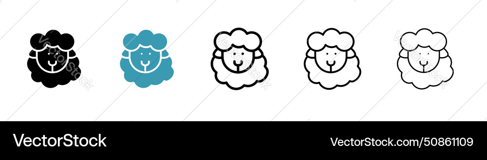 Sheep icon set animal face symbol Royalty Free Vector Image