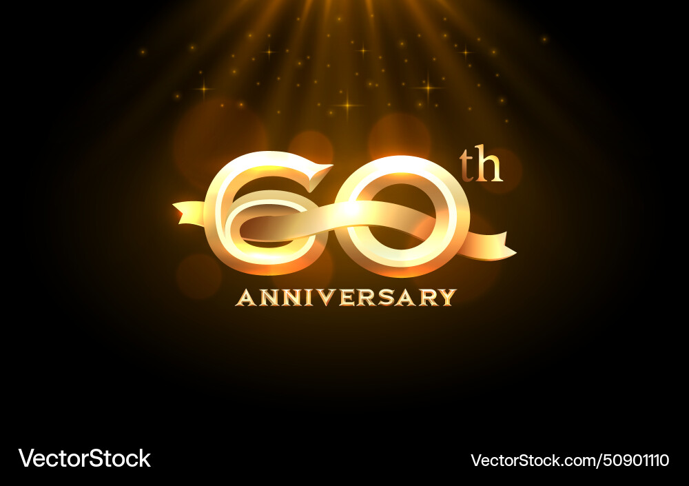 Anniversary 60th year golden celebration birthday Vector Image