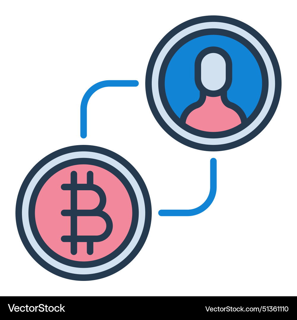Bitcoin exchange sign crypto p2p colored icon Vector Image