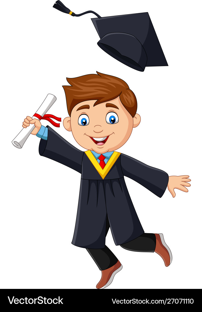 Cartoon Boy Graduate with Diploma Royalty Free Vector Image