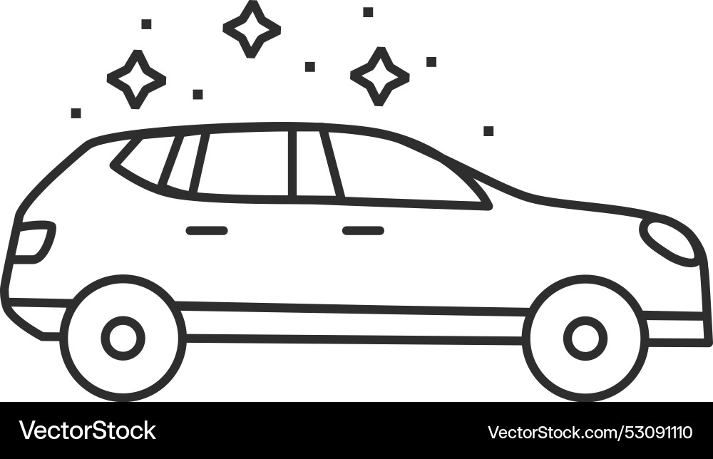Clean car icon washed auto line symbol Royalty Free Vector