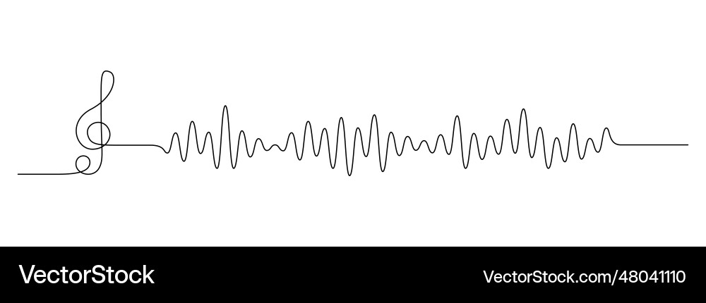 Continuous one line drawing of sound wave Vector Image