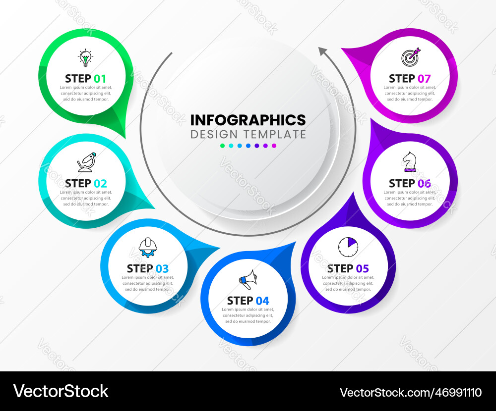 Infographic template with icons and 7 options Vector Image
