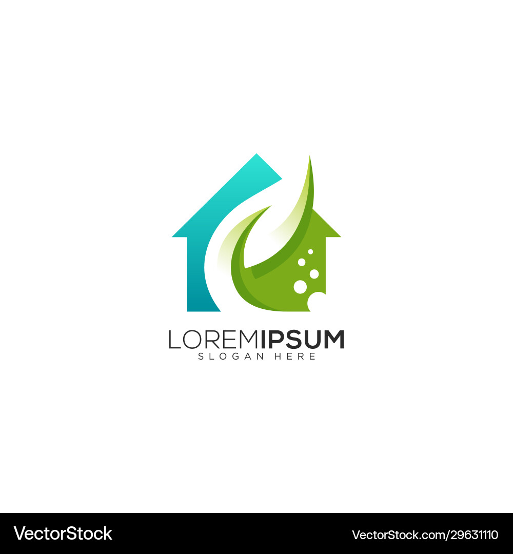 Leaf house cleaning logo design Royalty Free Vector Image
