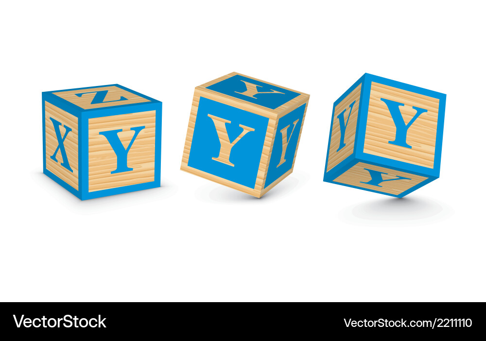 Letter y wooden alphabet blocks Royalty Free Vector Image