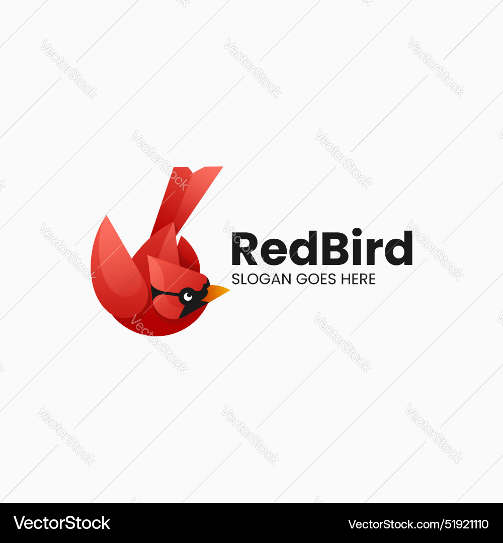 Logo red bird gradient colorful style Royalty Free Vector