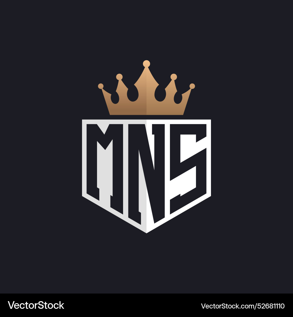 Luxury mns logo with crown elegant initials Vector Image