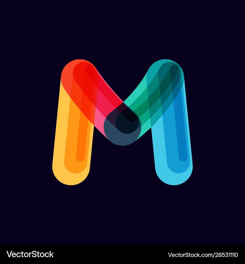 M letter vivid logo with overlapping lines Vector Image