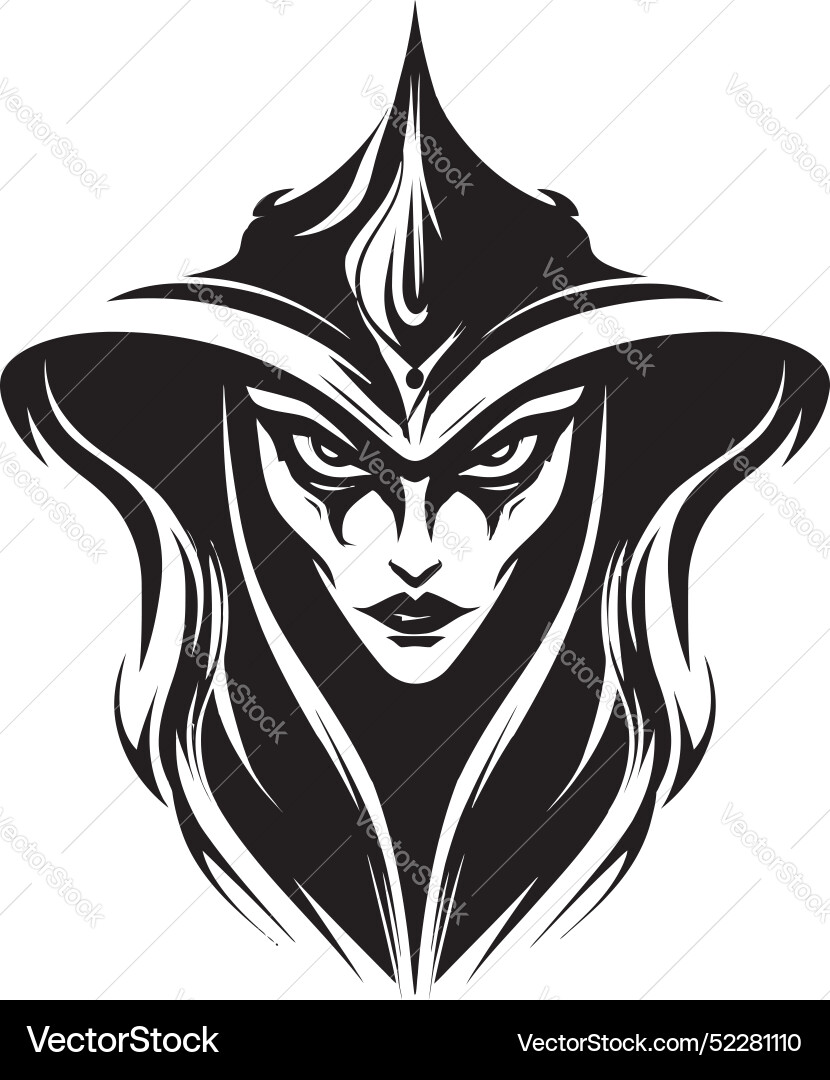 Moonlit mistress gothic witch emblem in black Vector Image