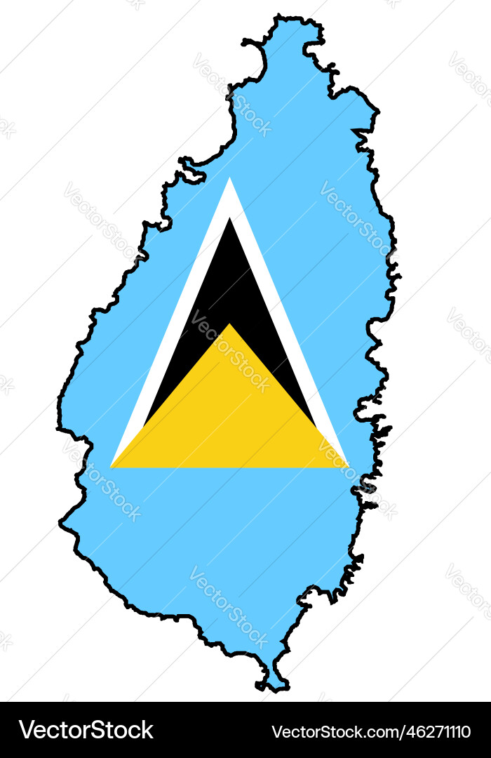 Outline flag map of saint lucia Royalty Free Vector Image