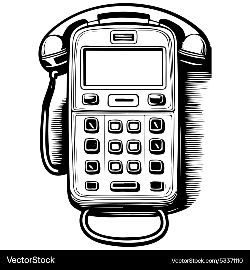 Phone black hand drawn line transparent Royalty Free Vector