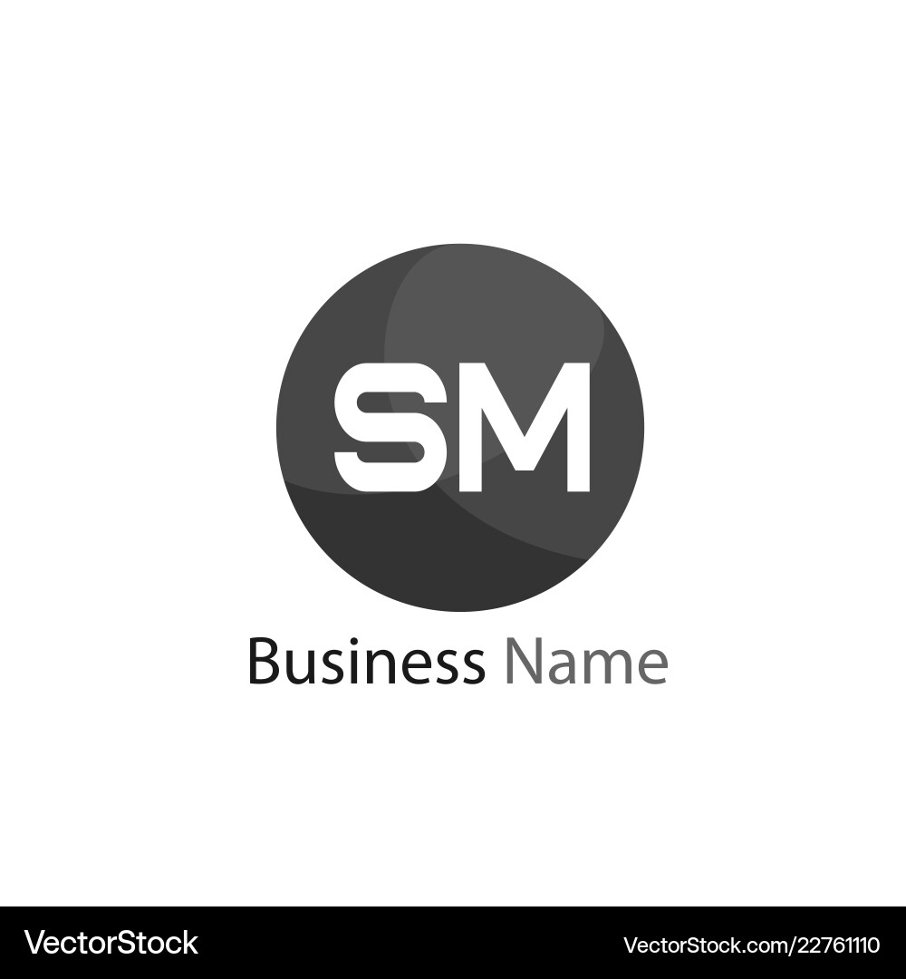 SM Initial Logo Template - Monogram Style Vector Image