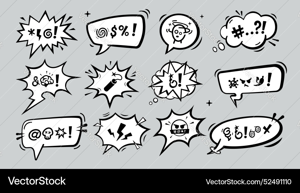 Swear speech bubbles comic aggressive expletive Vector Image