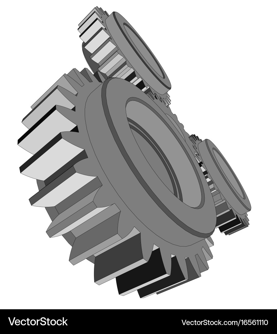 Three metal gears Royalty Free Vector Image - VectorStock