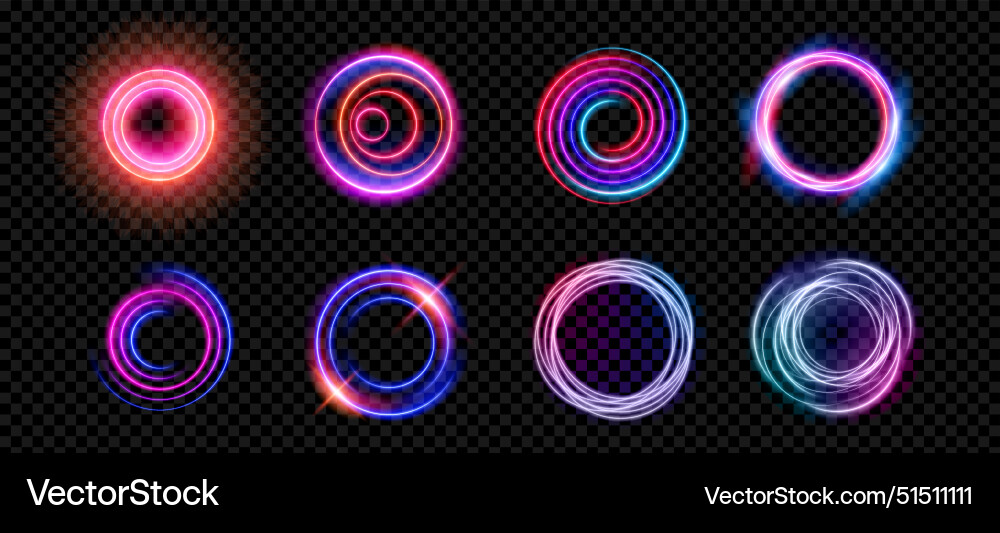 Neon light circle halo with overlay effect Vector Image