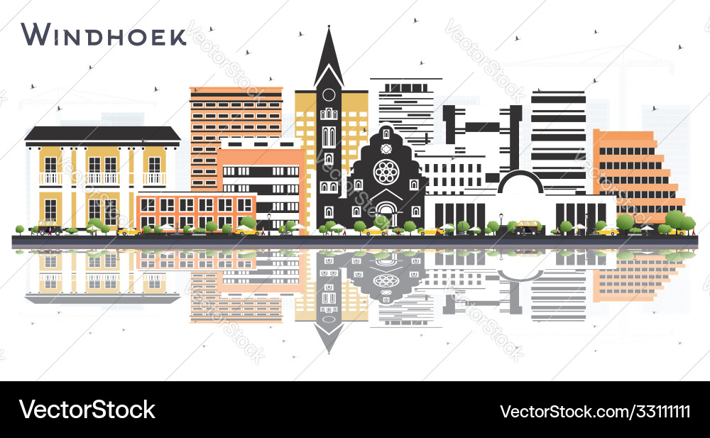 Windhoek namibia city skyline with color Vector Image