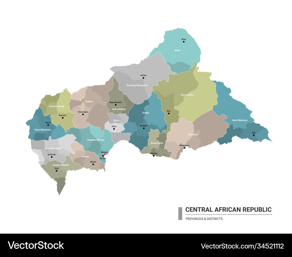 Central african republic higt detailed map Vector Image
