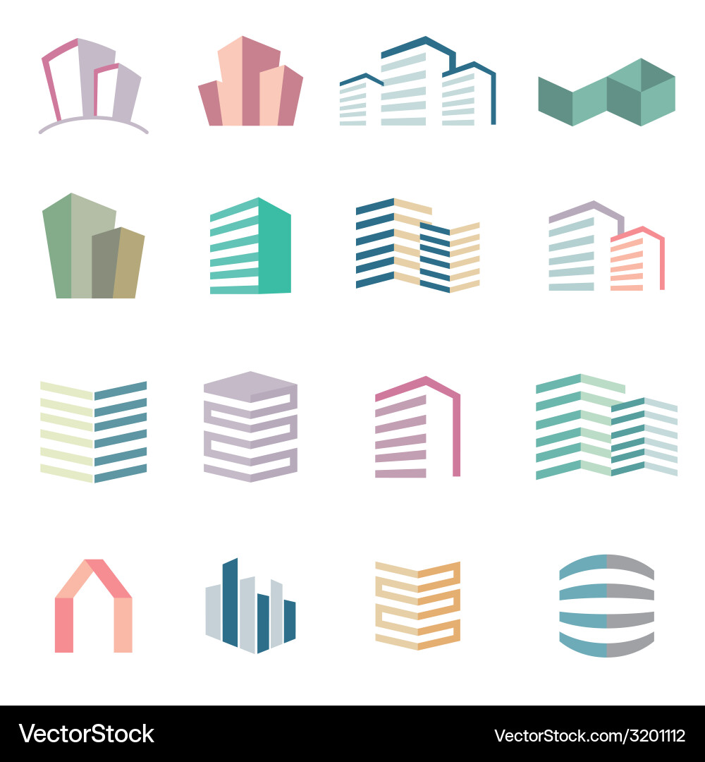 City Skyline Icons - Buildings Royalty Free Vector Image
