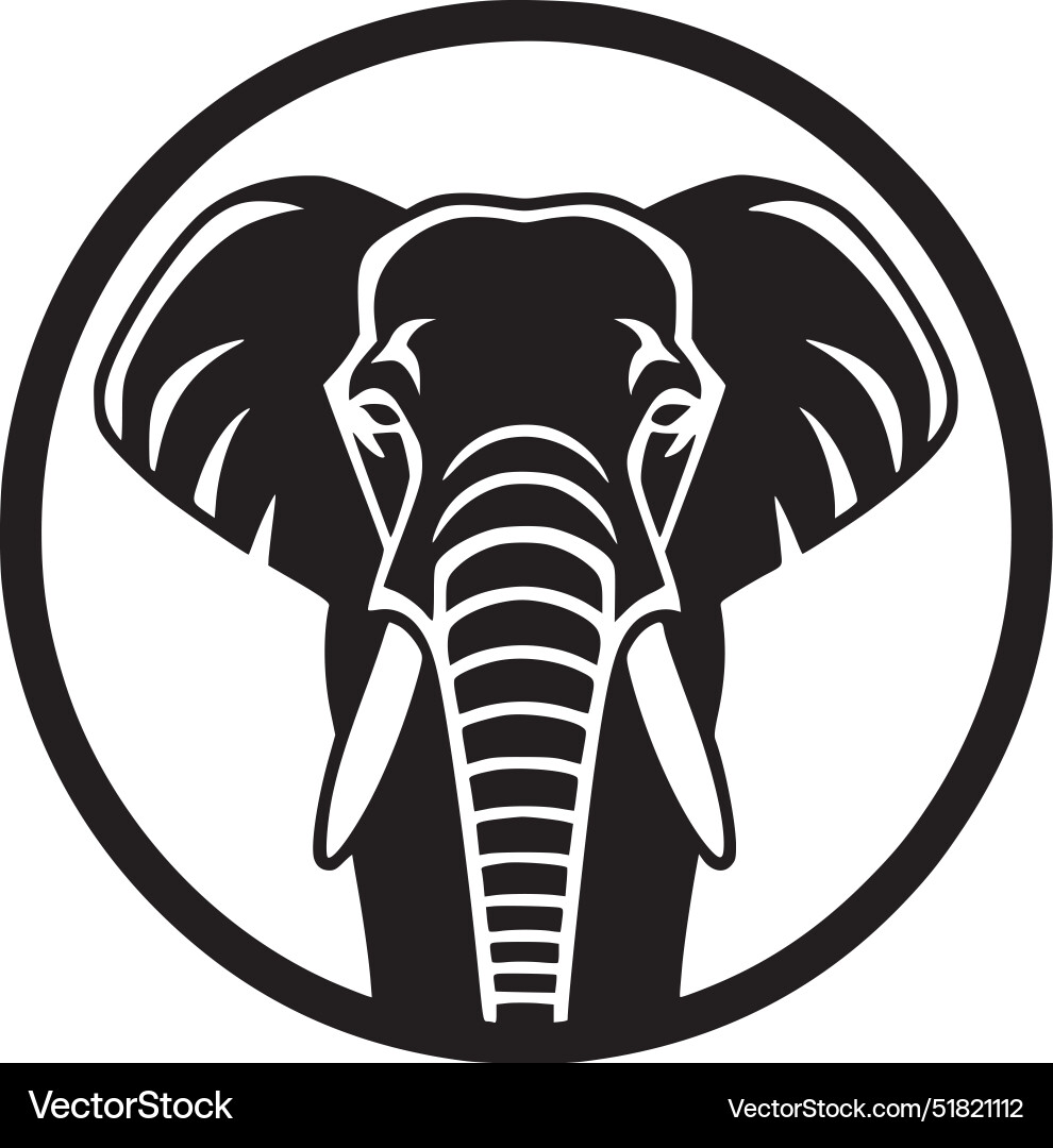 Elephant - black and white isolated icon Vector Image