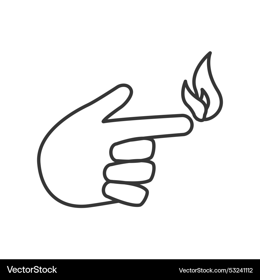 Fire finger gesture line icon Royalty Free Vector Image