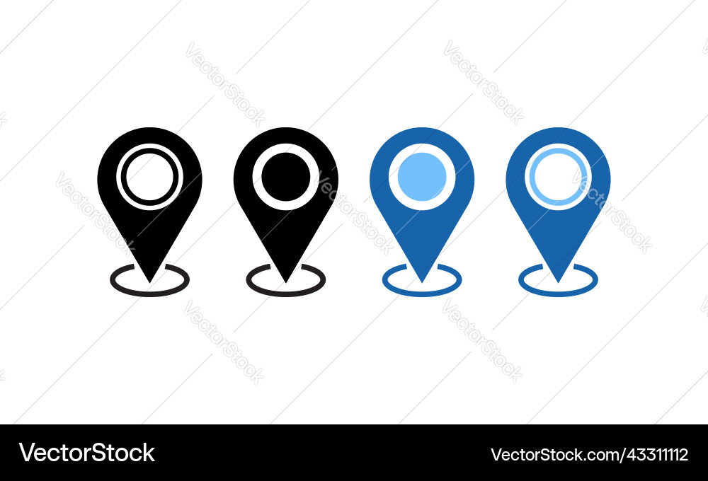 Geolocation geotag locator icon set map place tag Vector Image
