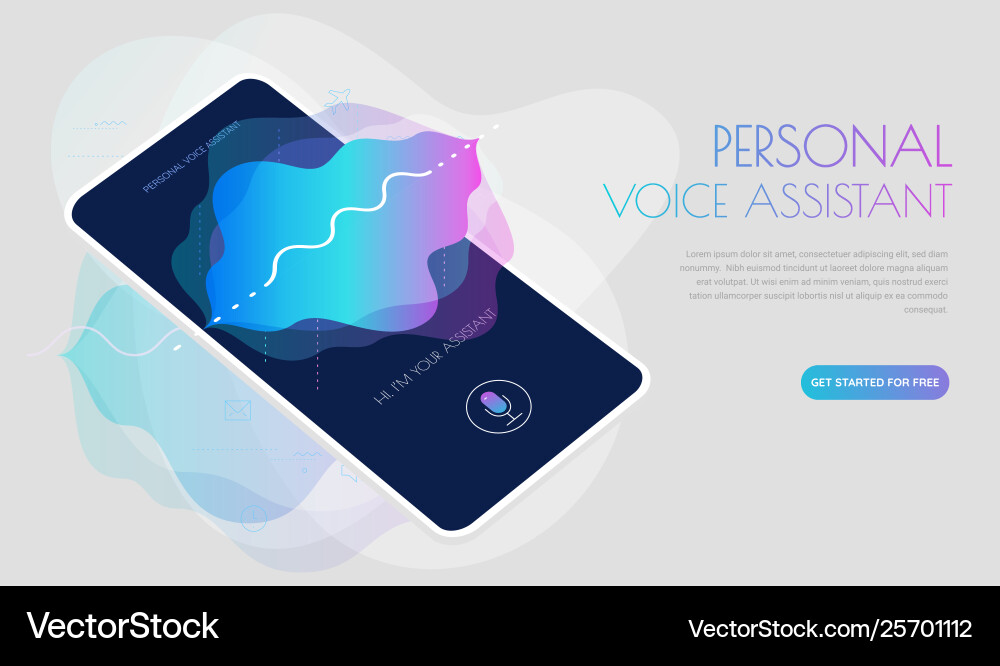Mobile app ui personal voice assistant 3d mockup Vector Image