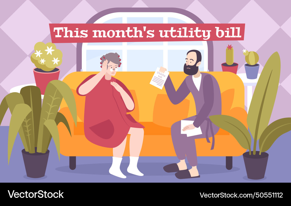 Monthly utility bill composition Royalty Free Vector Image