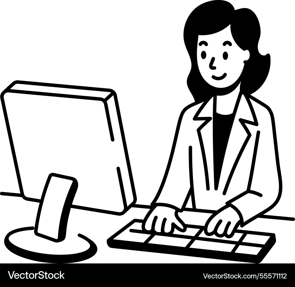 Secretary icon in hand drawn style Royalty Free Vector Image