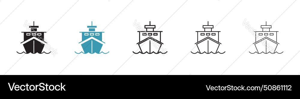 Ship icon set cruise cargo container symbol Vector Image