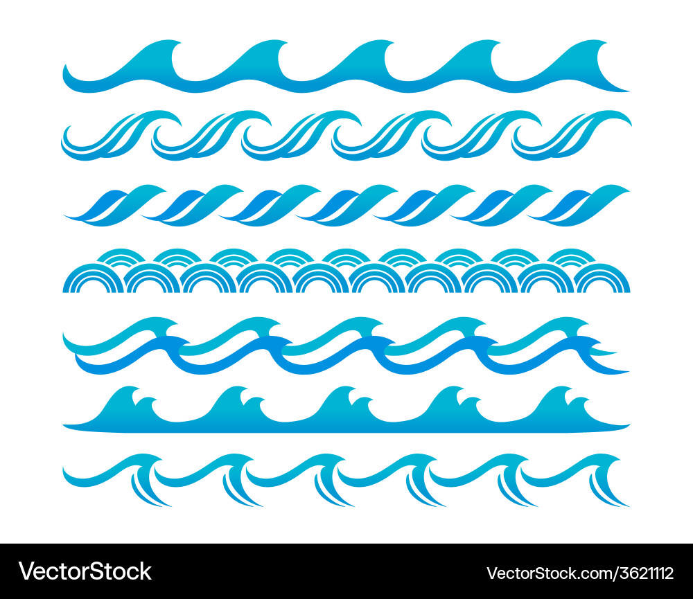 Wave element set Royalty Free Vector Image - VectorStock