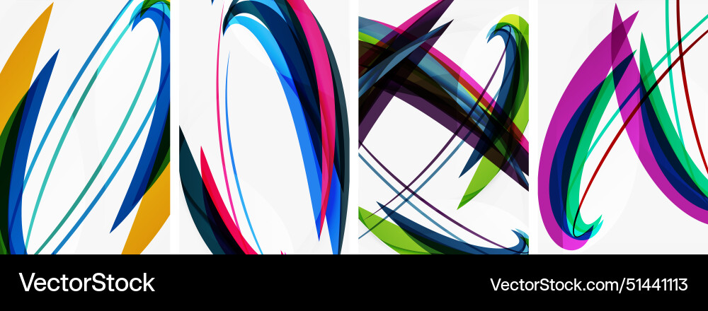 Colorful wave lines poster set for wallpaper Vector Image