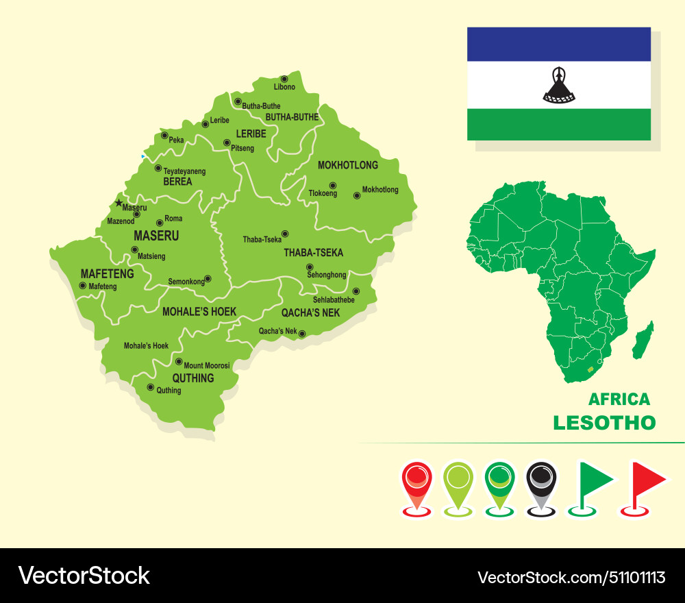 Lesotho map Royalty Free Vector Image - VectorStock