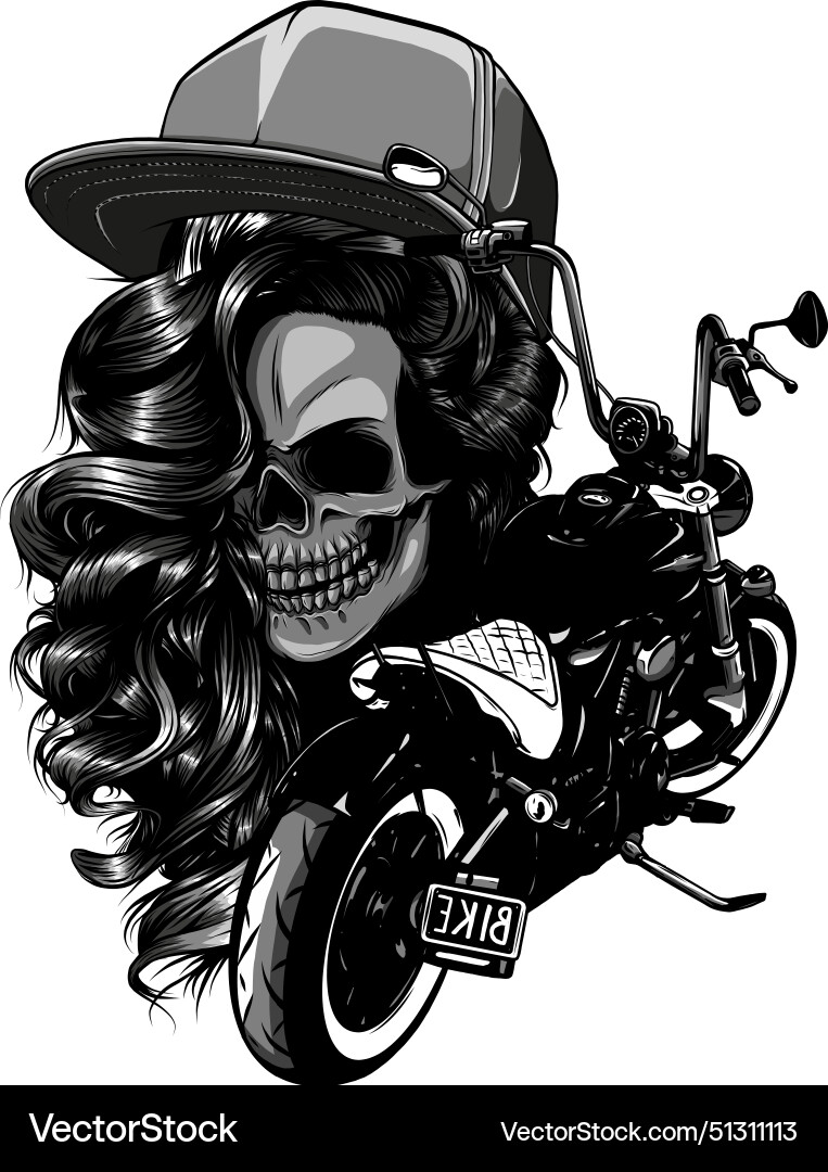 Monochromatic motorcycle woman Royalty Free Vector Image