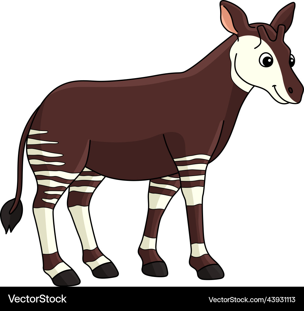 Okapi animal cartoon colored clipart Royalty Free Vector