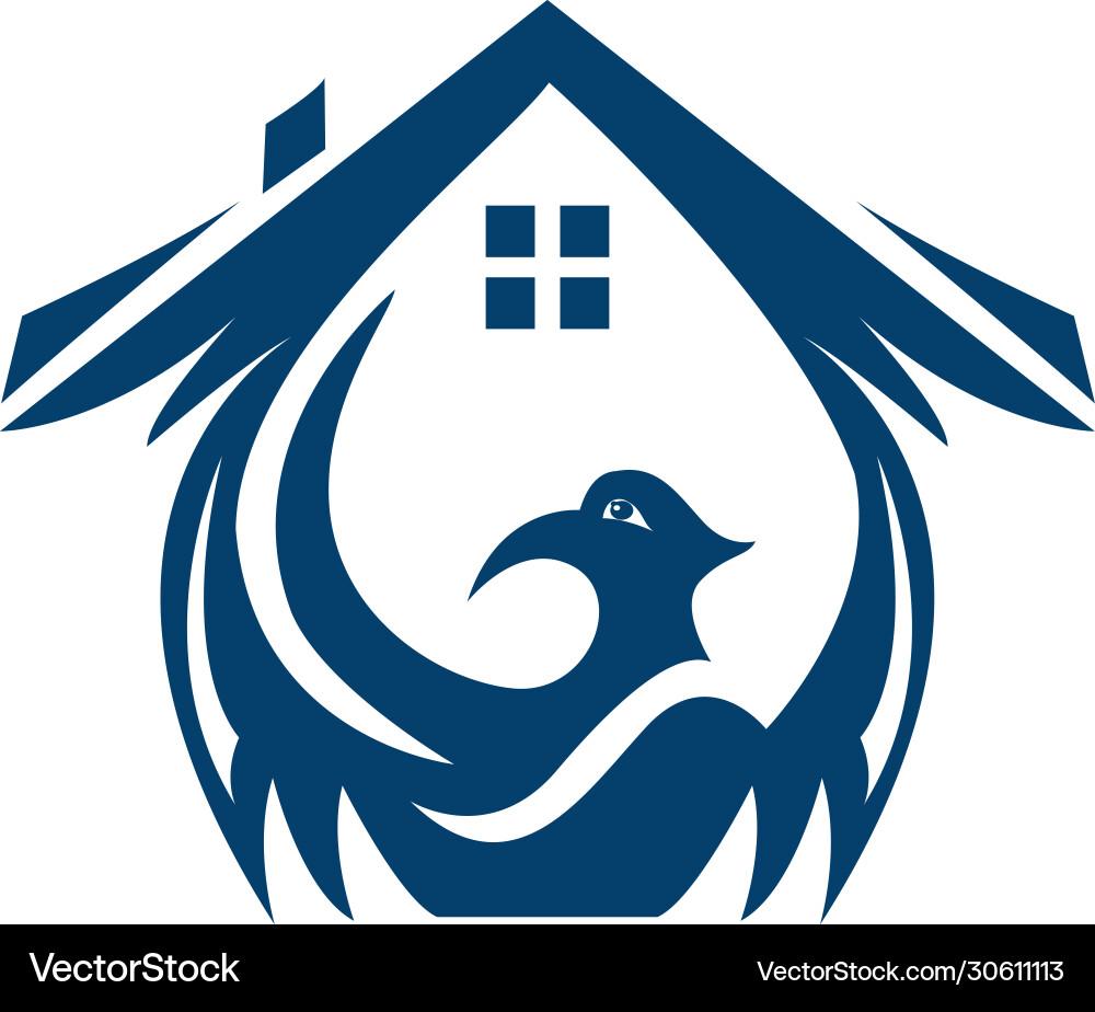 Phoenix home logo design Royalty Free Vector Image