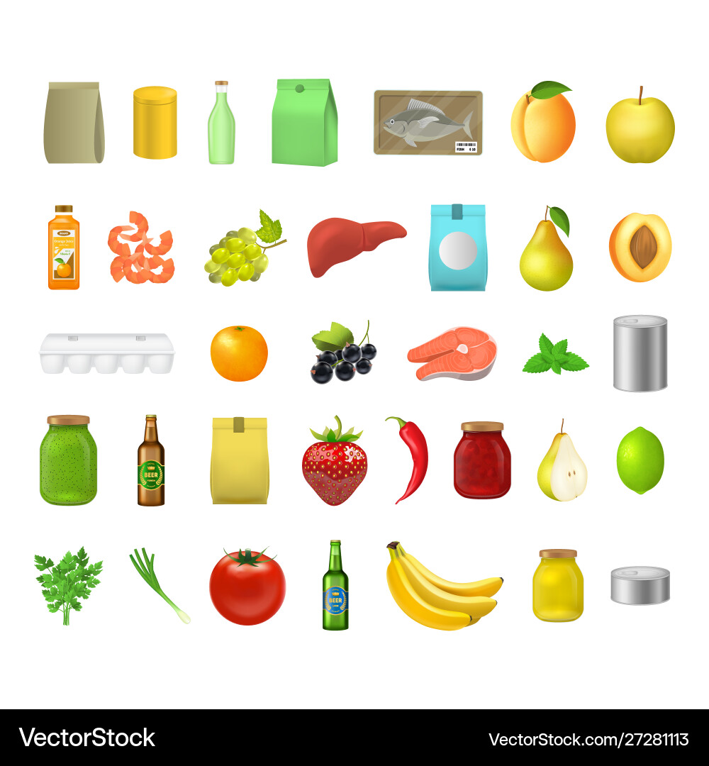 Realistic Food Product Icons Royalty Free Vector Image