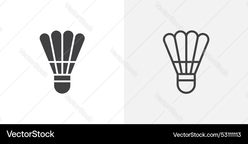 Shuttlecock thin line icon set Royalty Free Vector Image