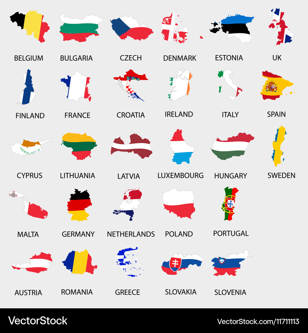 Simple color flags all european union countries Vector Image