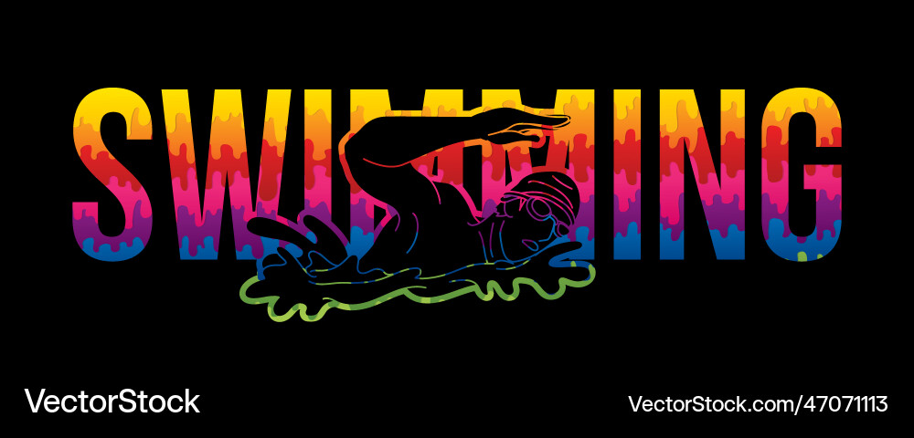 Swimming sport text font design Royalty Free Vector Image