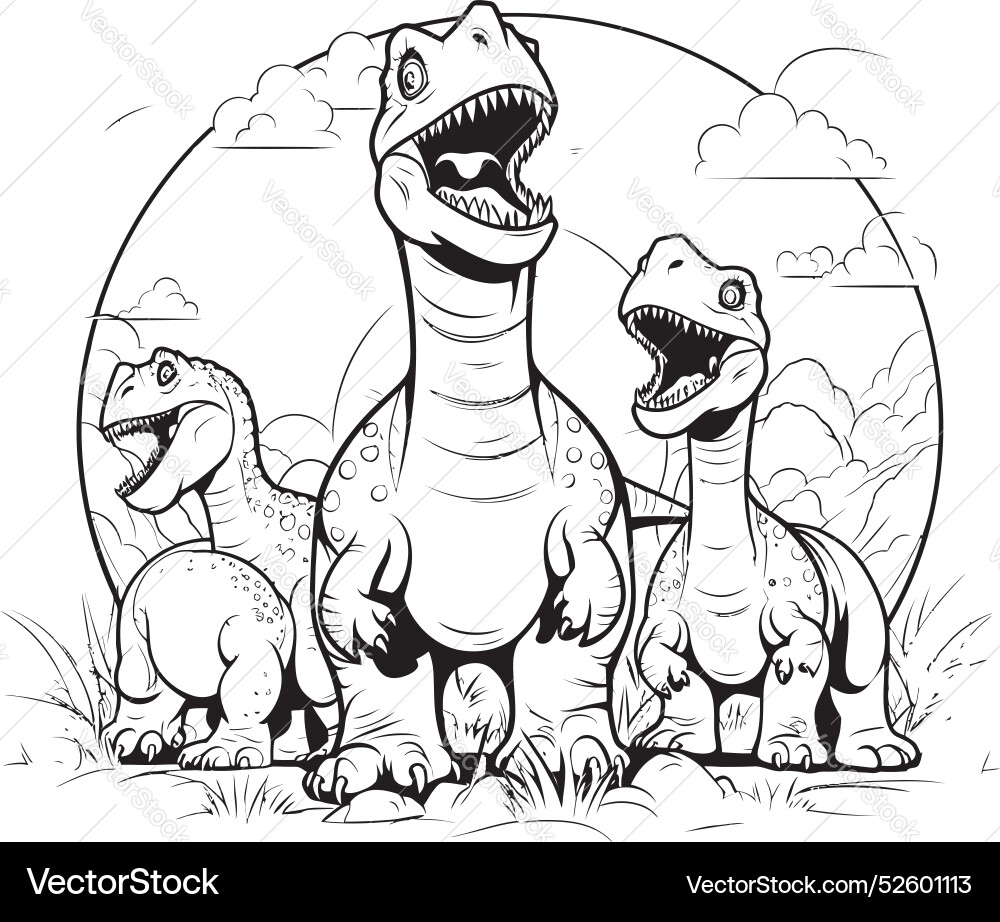 T rex tales graphics for dinosaur line art Vector Image