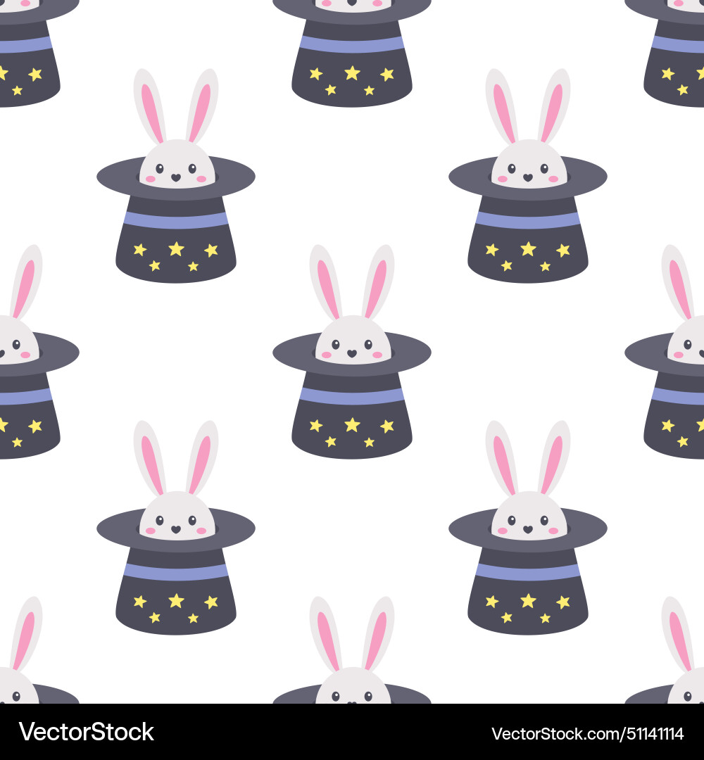 Circus seamless pattern with hat and rabbit Vector Image