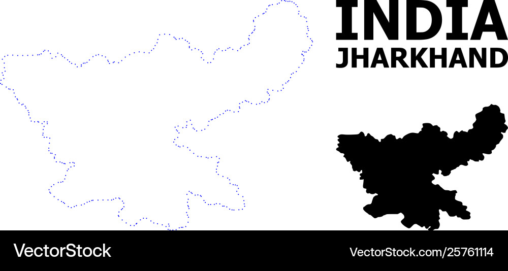 Contour dotted map jharkhand state Royalty Free Vector Image